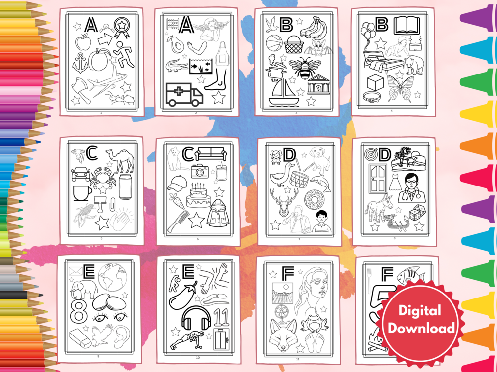 52 pages alphabet coloring book for kids