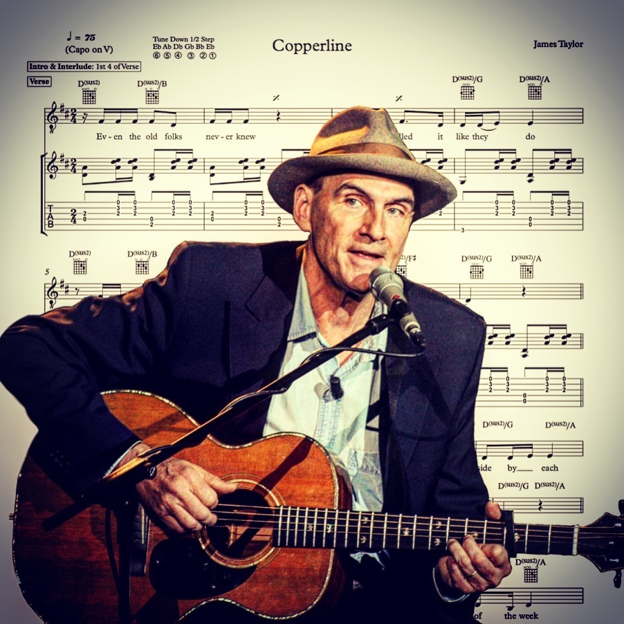 Copperline (James Taylor) Singer/Songwriter Lead Sheet with Tab