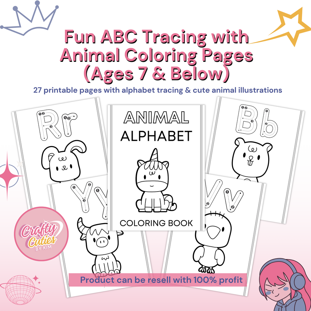 [KIMCREATIVES] Animal Alphabet Tracing and Coloring Book
