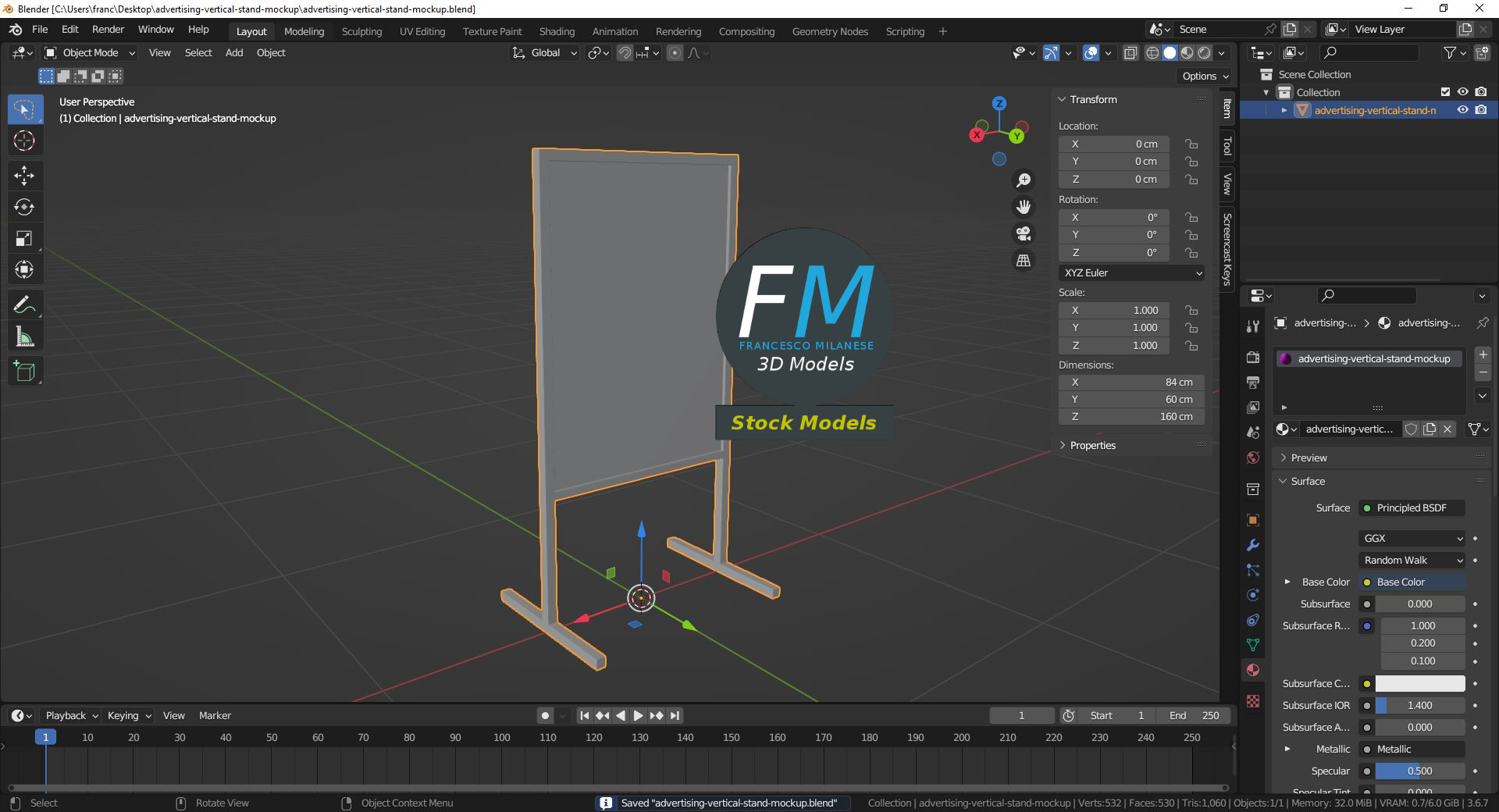 3D MODEL - Advertising vertical stand mockup