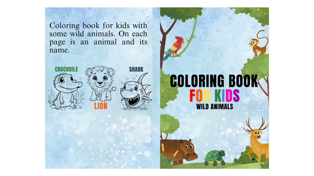 Coloring book with wild animals