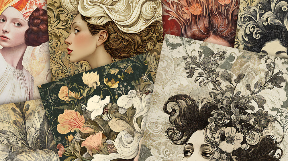 20 pc Wallpaper Inspired Decorative Floral Hair Portrait Printable Junk ...