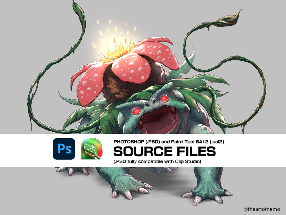 Angry Venusaur - PSD and sai2 SOURCE FILES