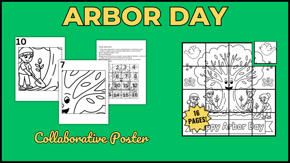 Arbor Day coloring pages activities Collaborative Poster Bulletin Board ...