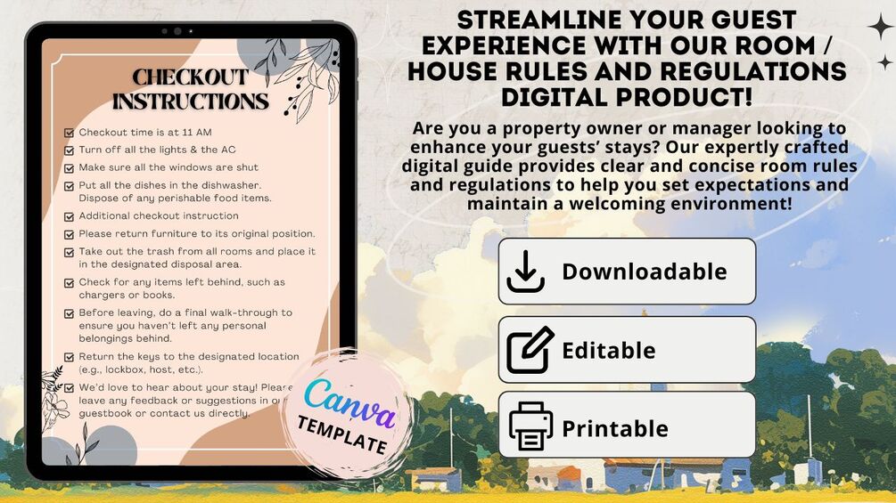 Airbnb Guide Checkout Instructions Printable