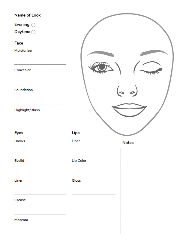 FREE Makeup Face Chart