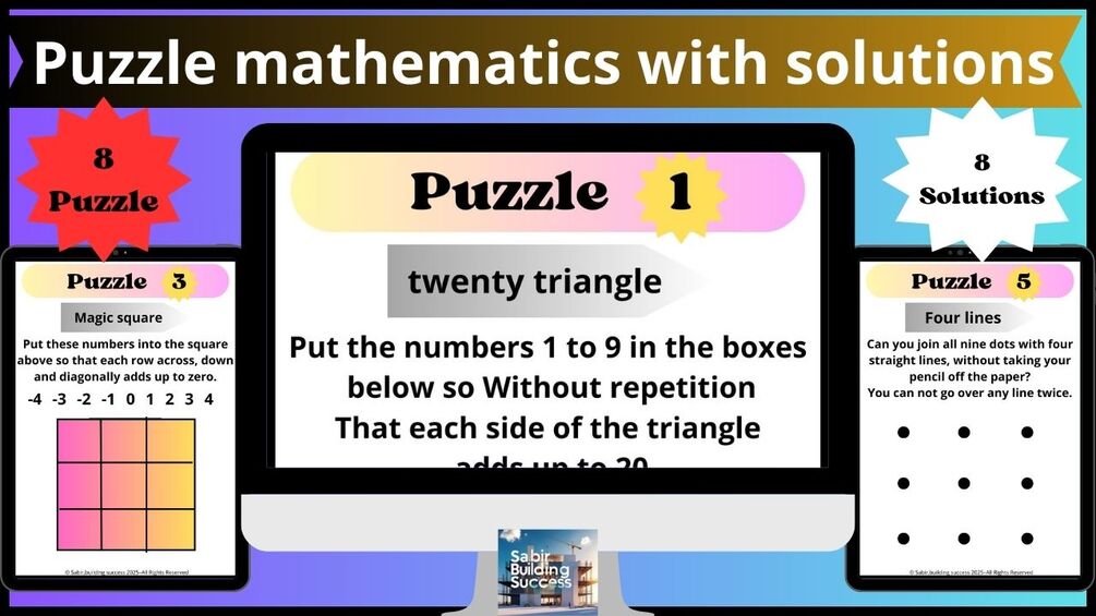 Puzzle mathematics with solutions