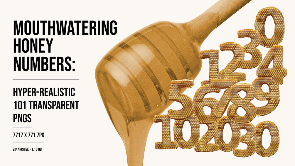 Mouthwatering Honey Numbers: Premium 3D Renders (00-99) | Hyper ...