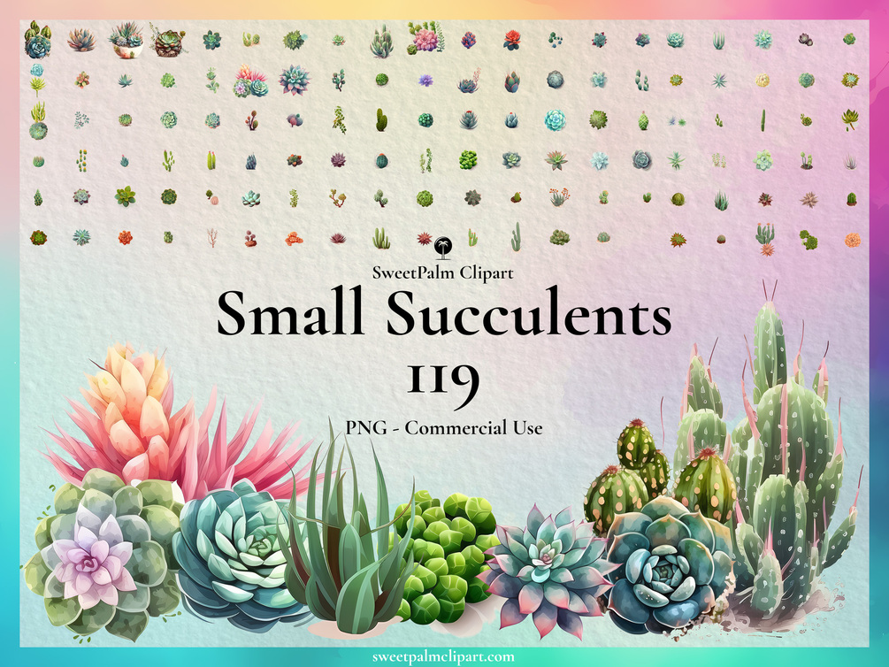 119 PNG Small Succulents Clipart, Home Plants and Cactuses Bundle ...