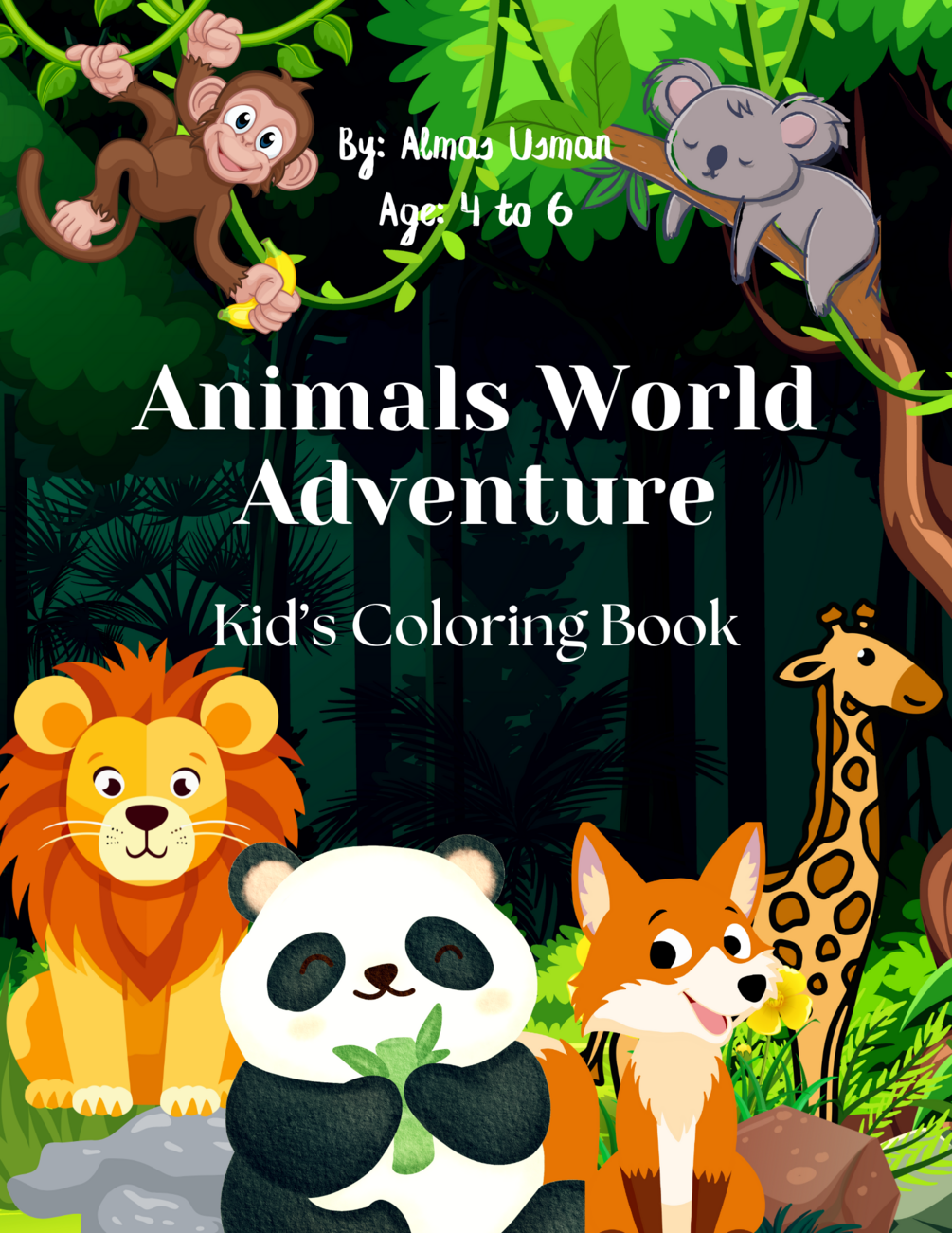 Animals World Adventure Kid's Coloring Book