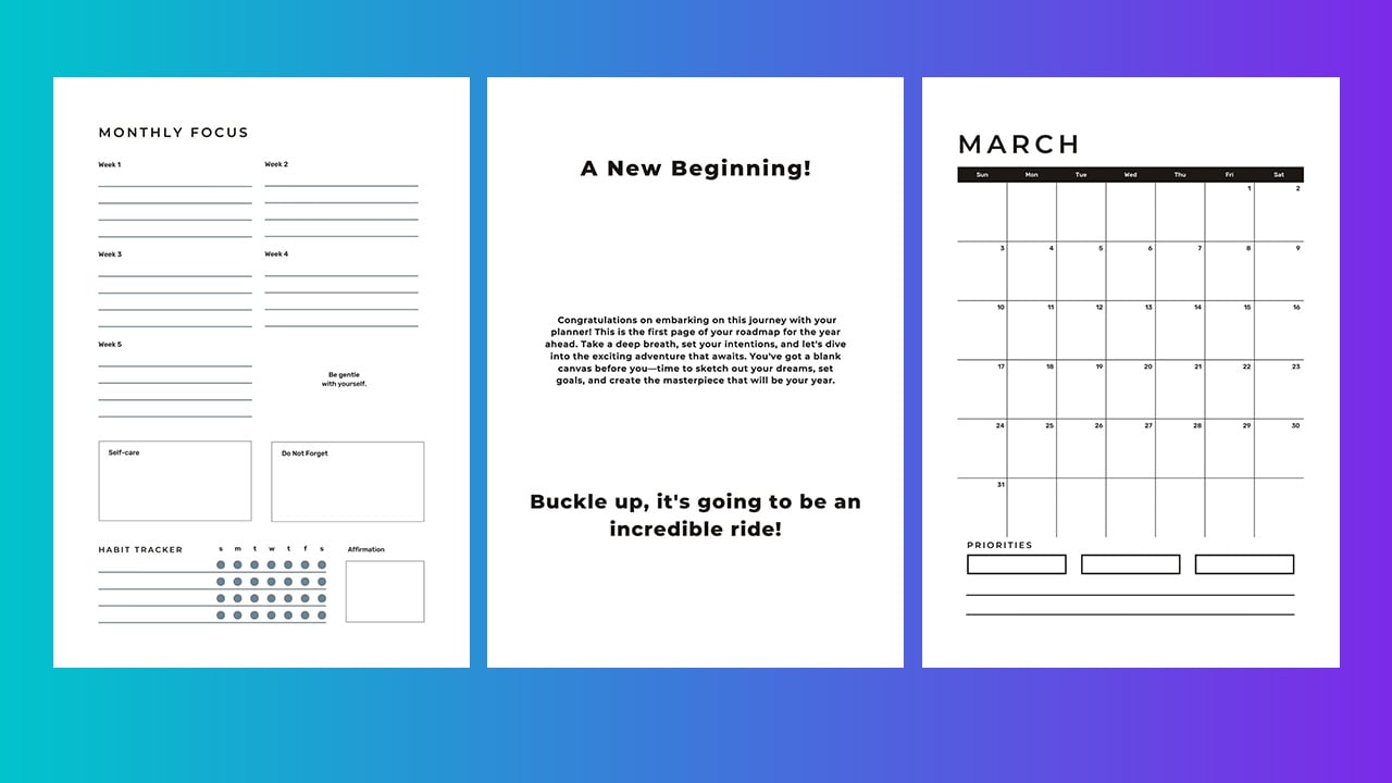 Canva Editable Black & White Planner Template (Canva Template)