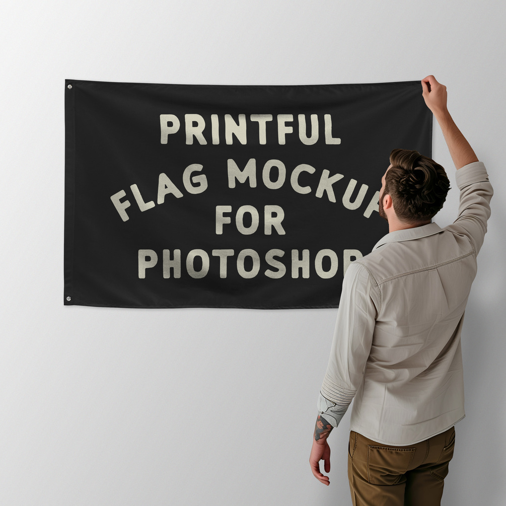 Printful Flag Mockup for Photoshop Digital Download