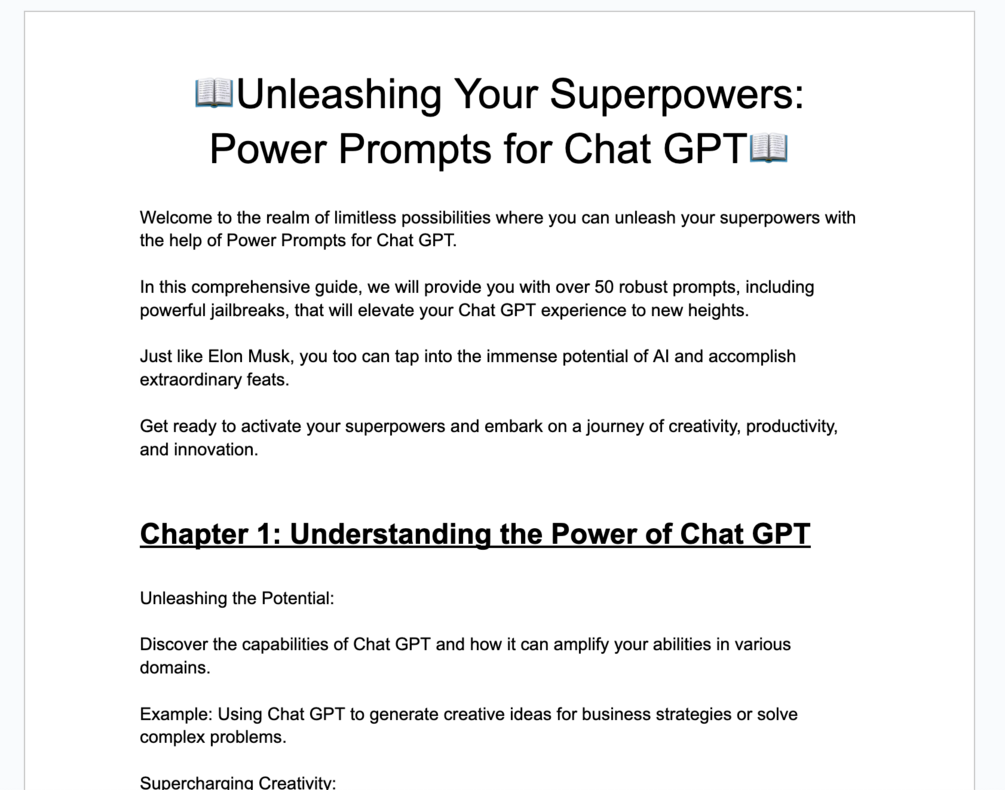 Unleashing Your Superpowers: Power Prompts for Chat GPT