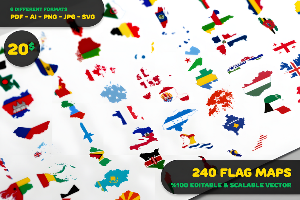 240 Flags in a Countries Shape