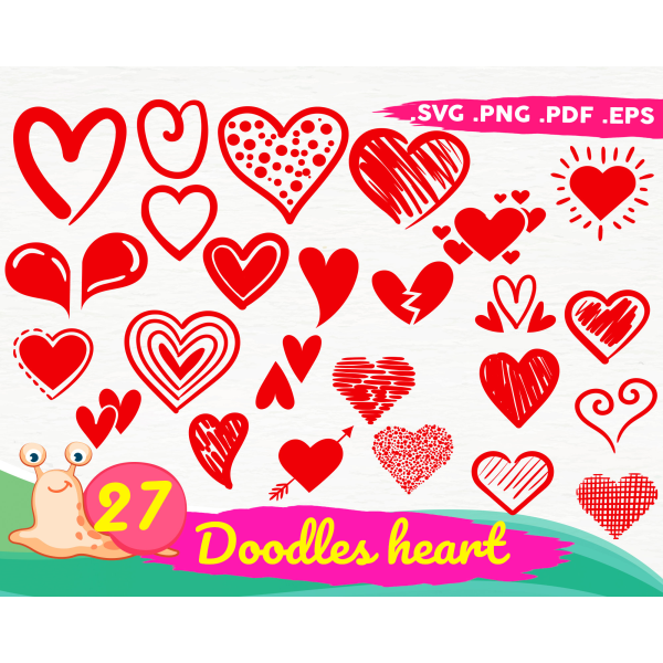 Doodle heart svg,Heart Svg Bundle, Hearts Svg, Love Svg, Valentine days Svg, Heart Cut Files ...
