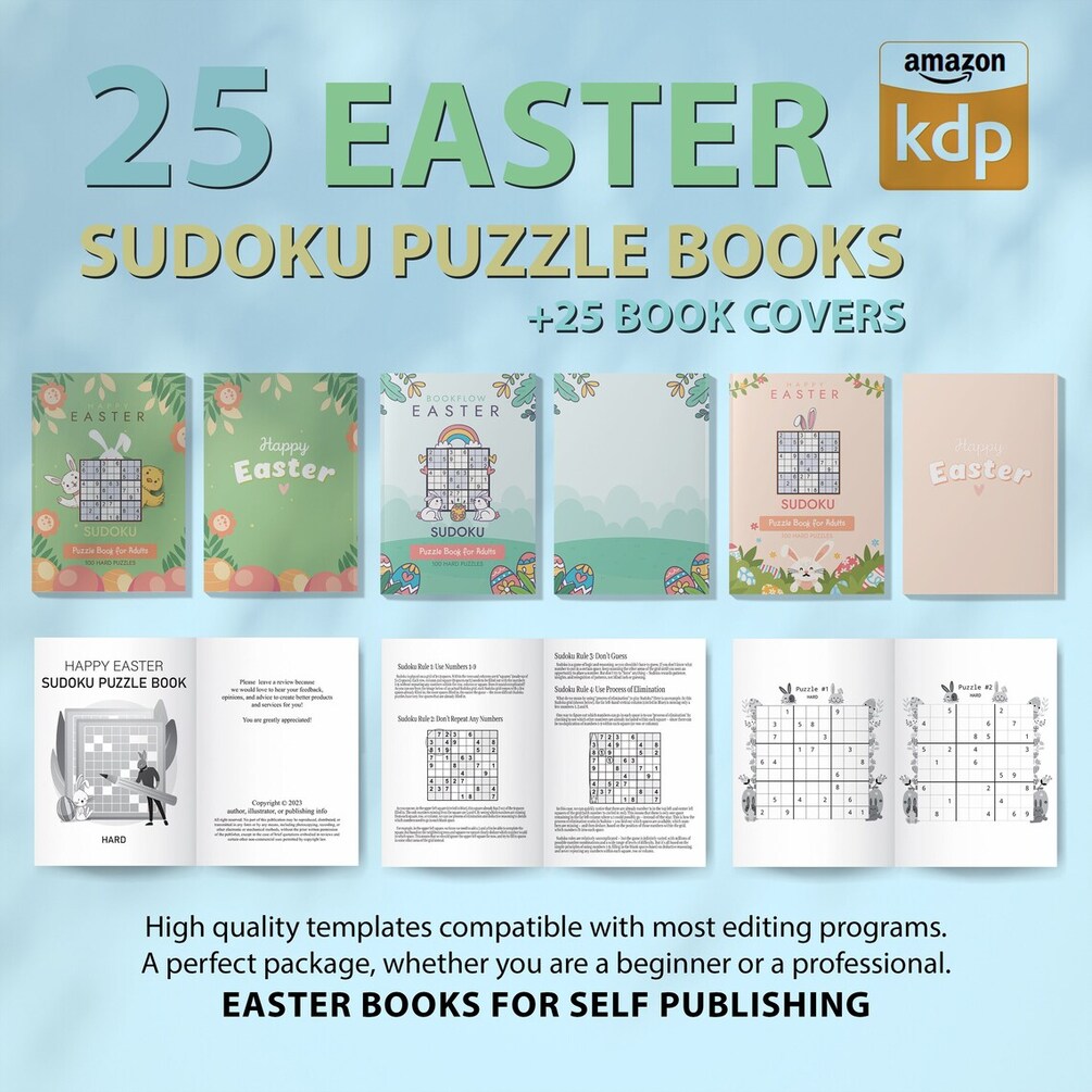 BUNDLE 25 Easter Printable SUDOKU Puzzle Books | Amazon KDP Interiors ...