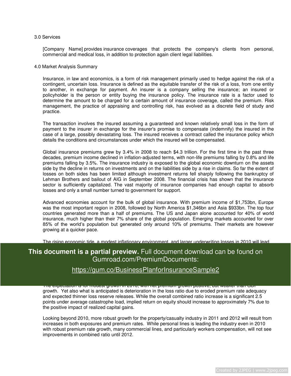 Business Plan for Insurance Sample 2