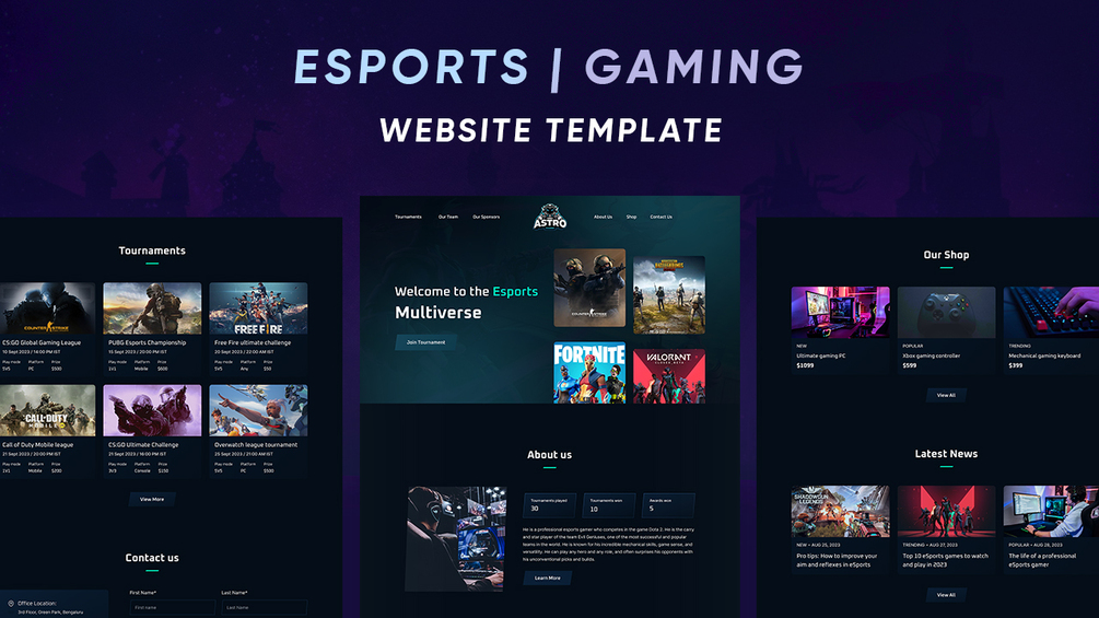 Esports gaming website figma template