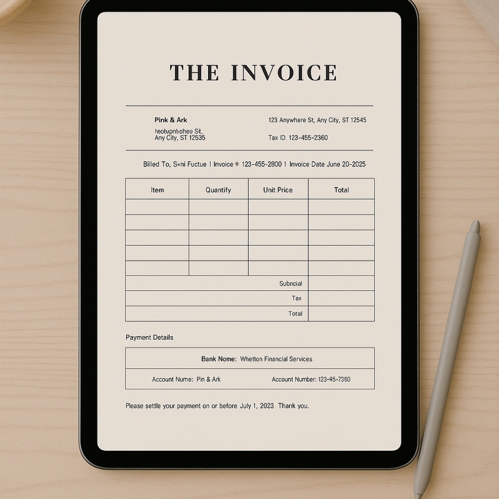 Minimalist invoice template word, small business invoice editable, invoice