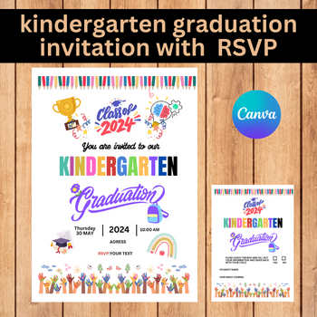 kindergarten graduation invitation Pack editable Class of 2024 & RSVP canva