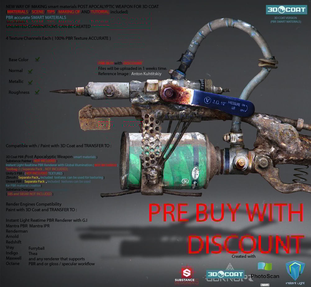 Post Apocalyptic Weapon FULL SCENE / MATERIALS / TUTORIAL