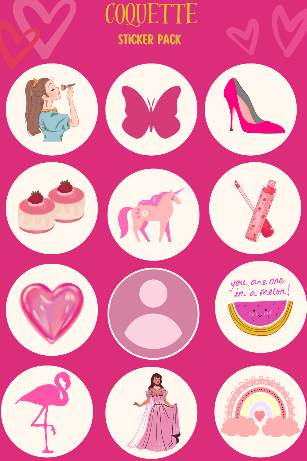 Cutesy sticker pack printable( 2 sheets)