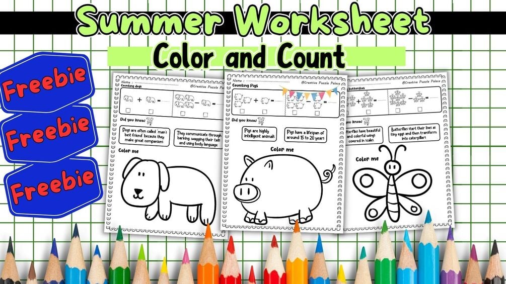 Color and Count Worksheets, Color Animals, Addition And Subtraction Fun ...