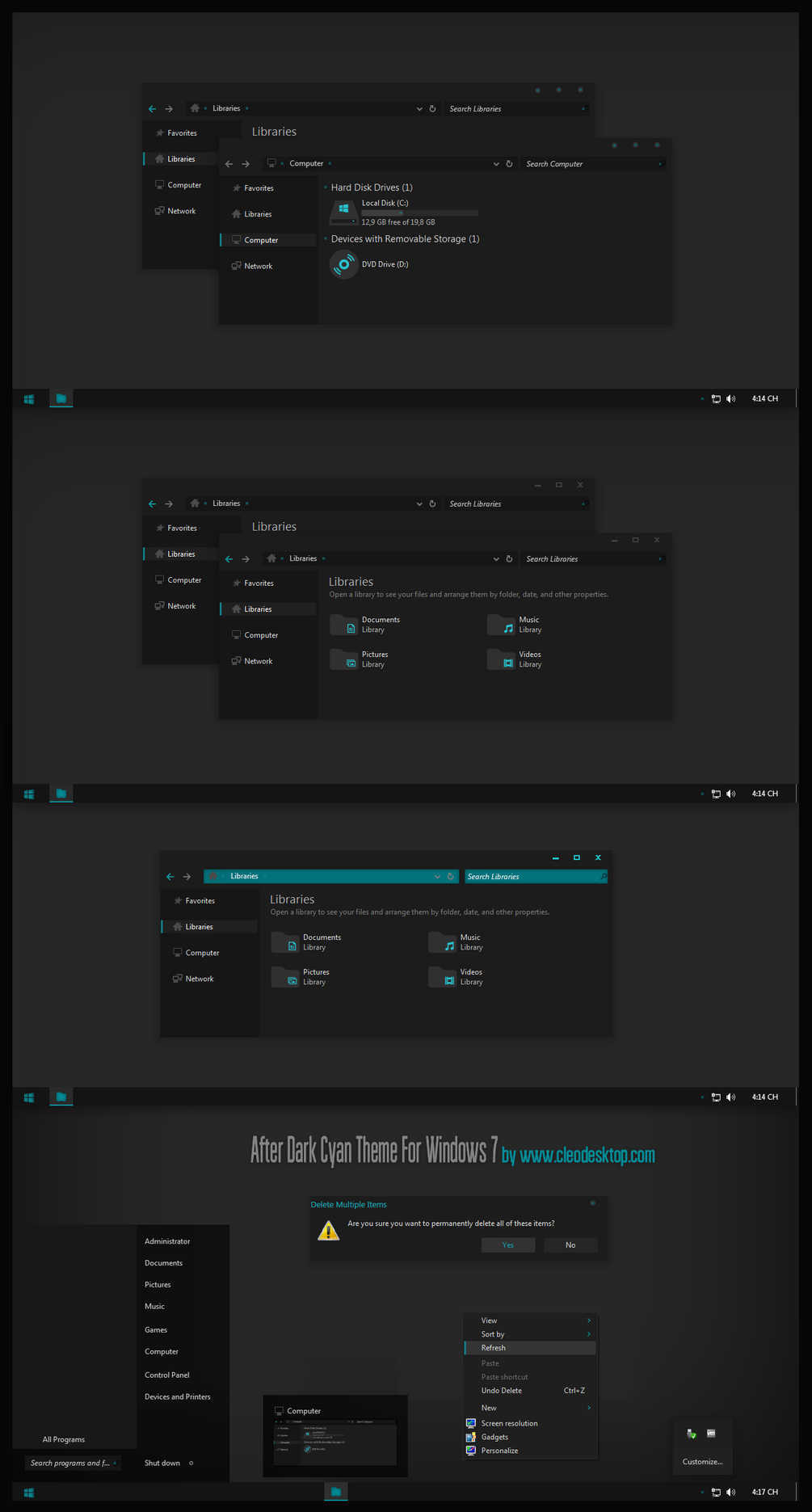 After Dark Cyan Theme For Windows 7
