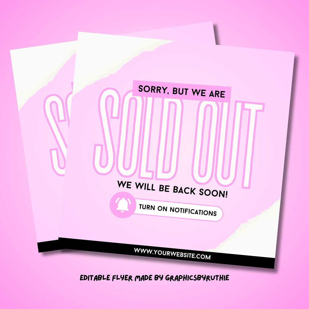 Sold Out Flyer | Diy Sold Out Flyer | Instagram Editable Flyer | Small ...