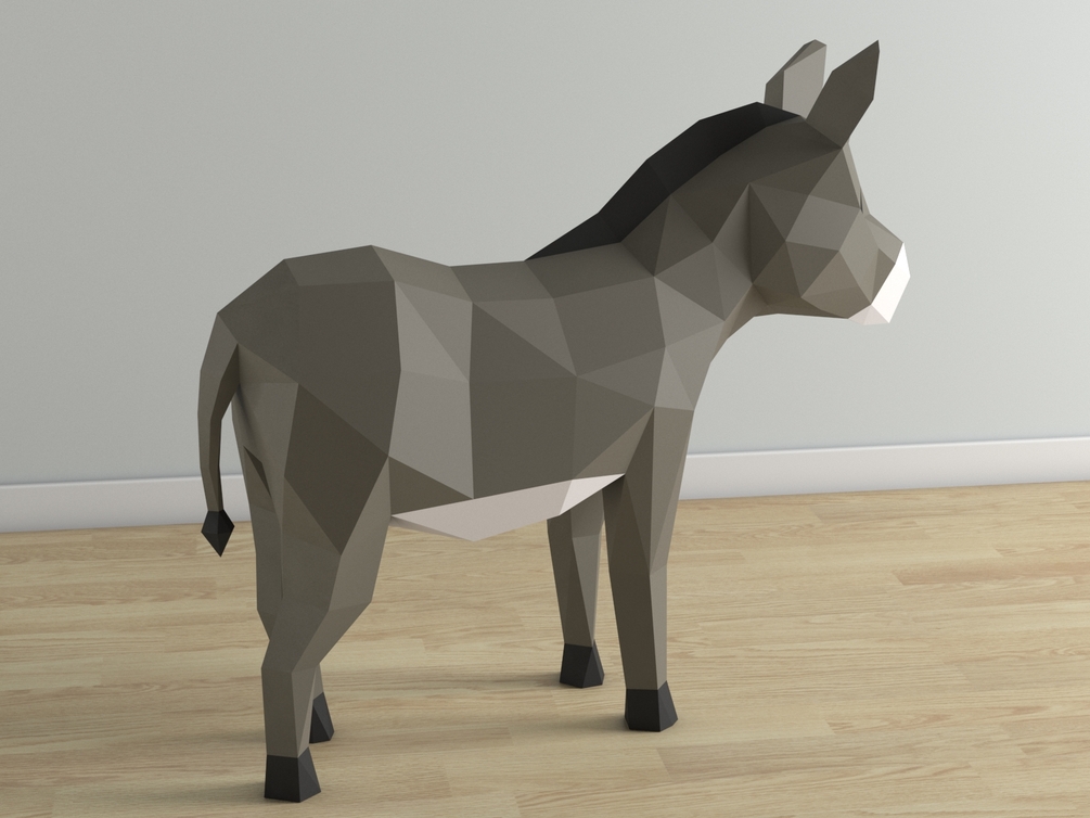Donkey papercraft PDF DIY template DXF cameo
