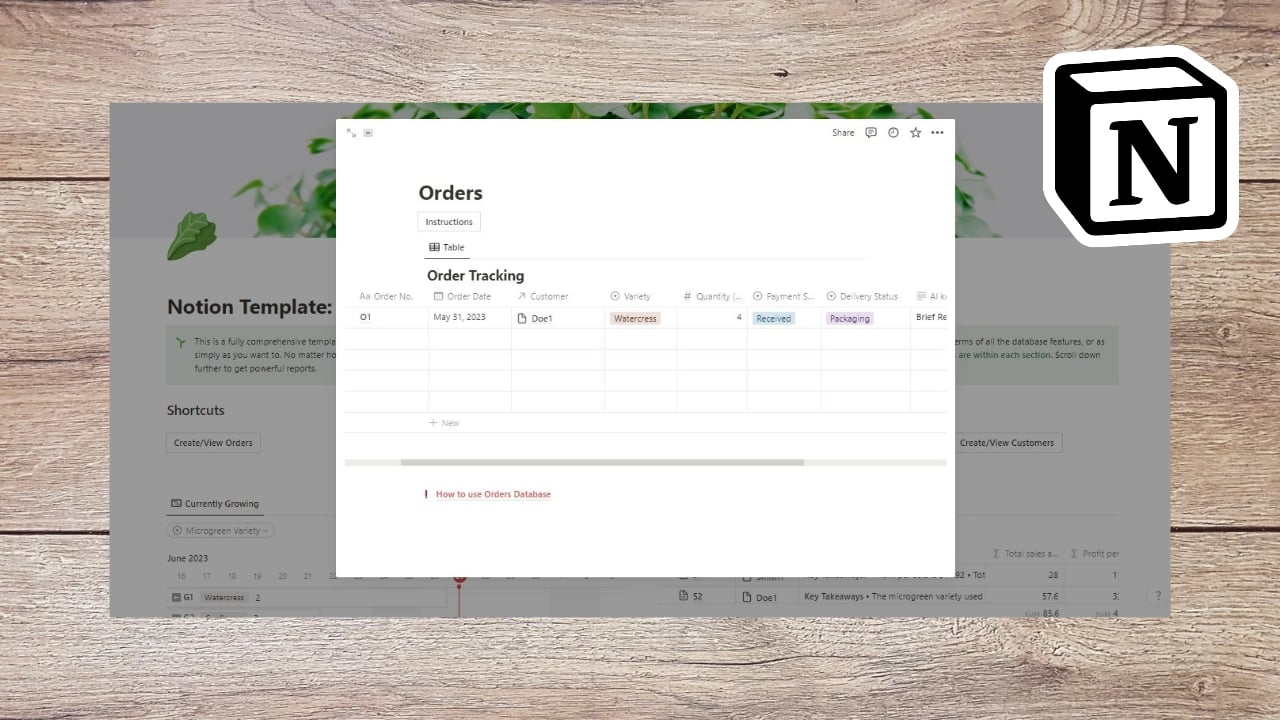 Microgreens Notion Template