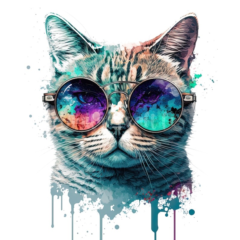Cool Cats Clipart - Set of 10 High-Quality JPGs - Digital Download for ...