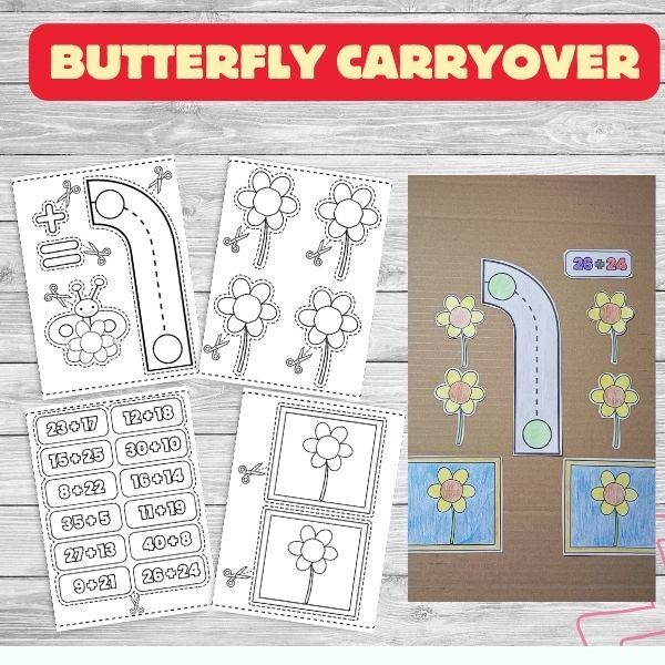 Butterfly Carryover Printable - Flower Math Quest: Introduce Carryover ...