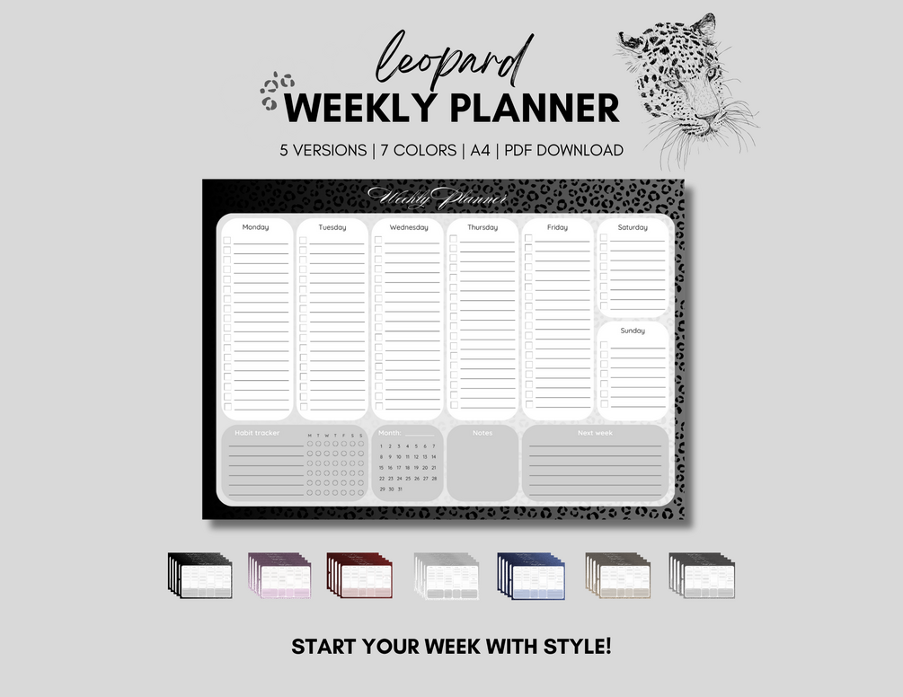 Undated horizontal weekly planners (digital use or printing) | editable ...
