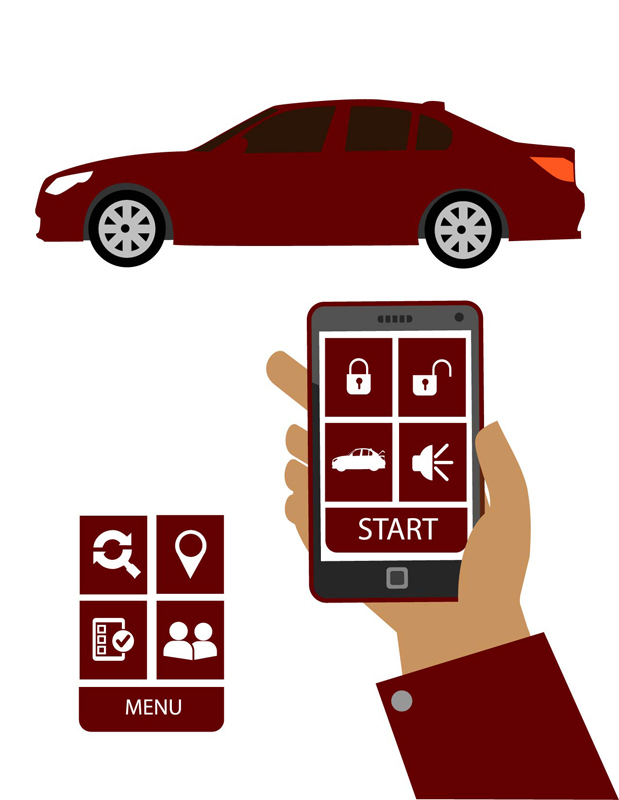 Remote car starter system concept illustration