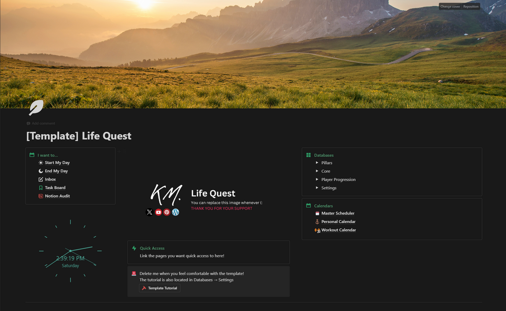 Life Quest Notion Template