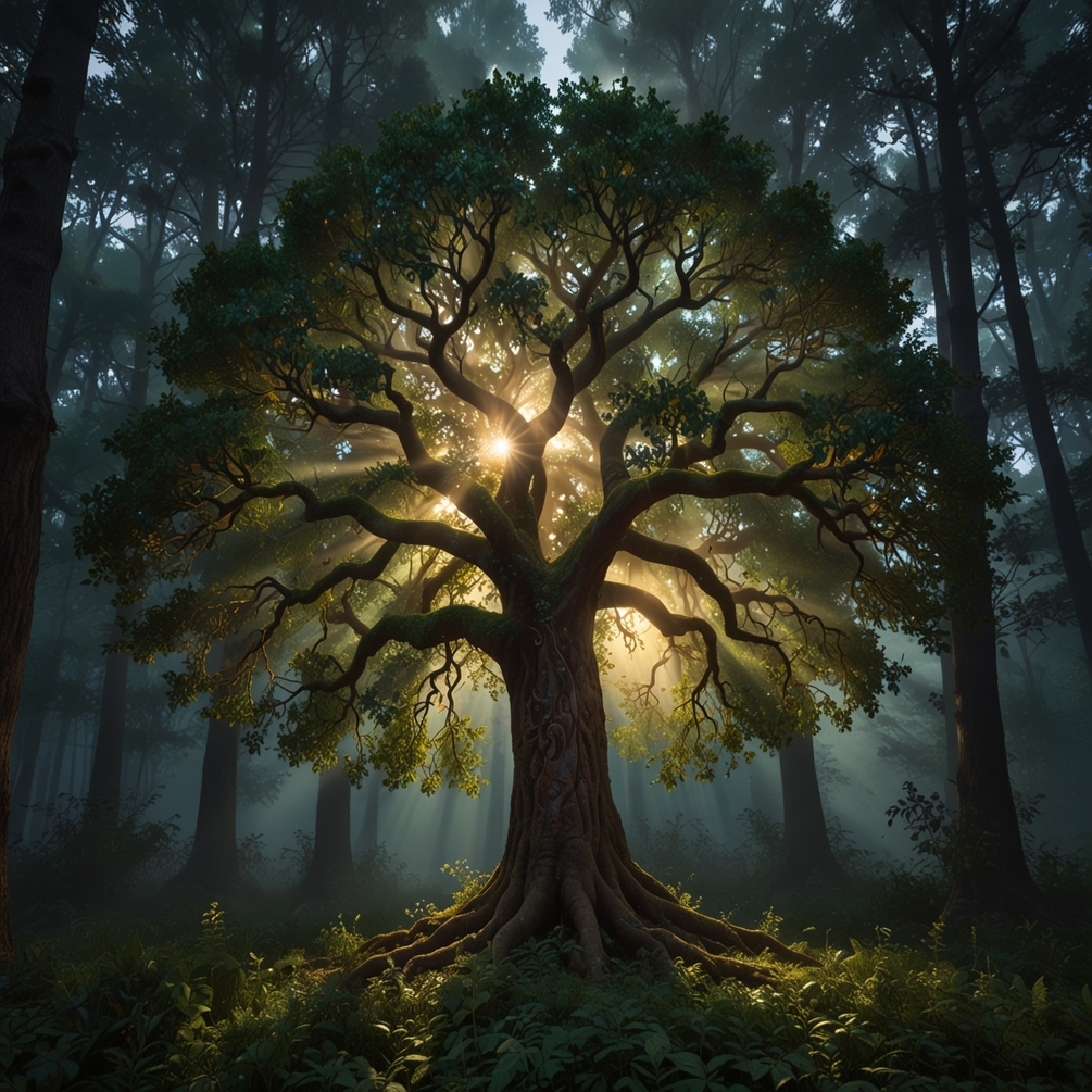 Ethereal Forest: Radiant Tree of Life