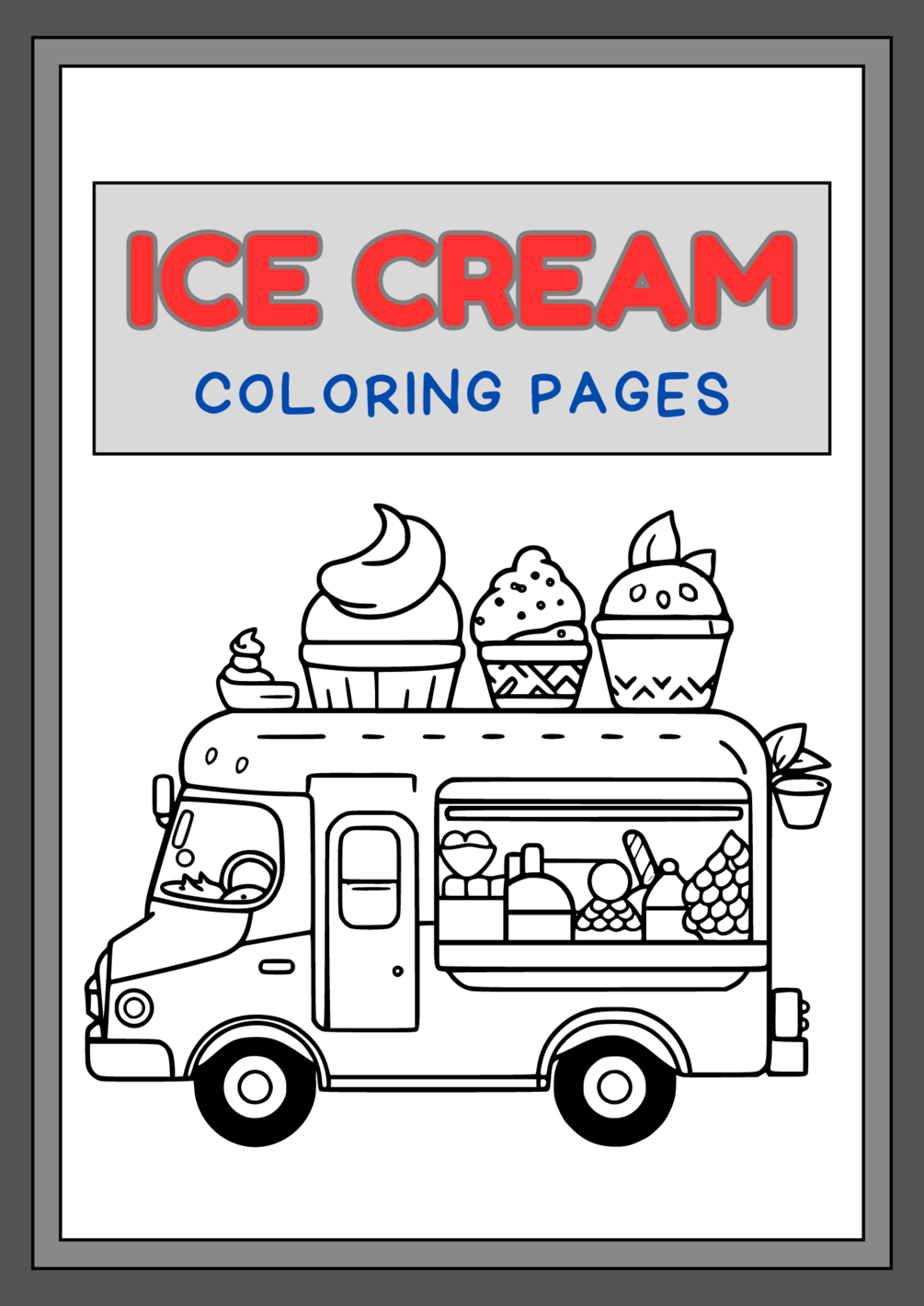 Ice Cream Coloring Activity Worksheet for kids