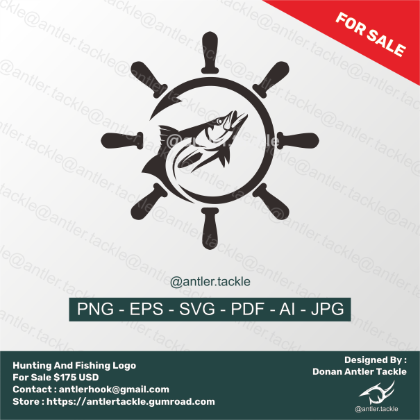 Snook Fish Boat Wheel Fishing Logo Designed By Donan Antler Tackle
