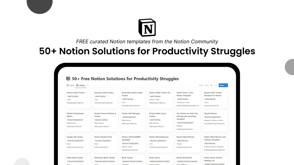 50+ Notion Solutions for Productivity Struggles
