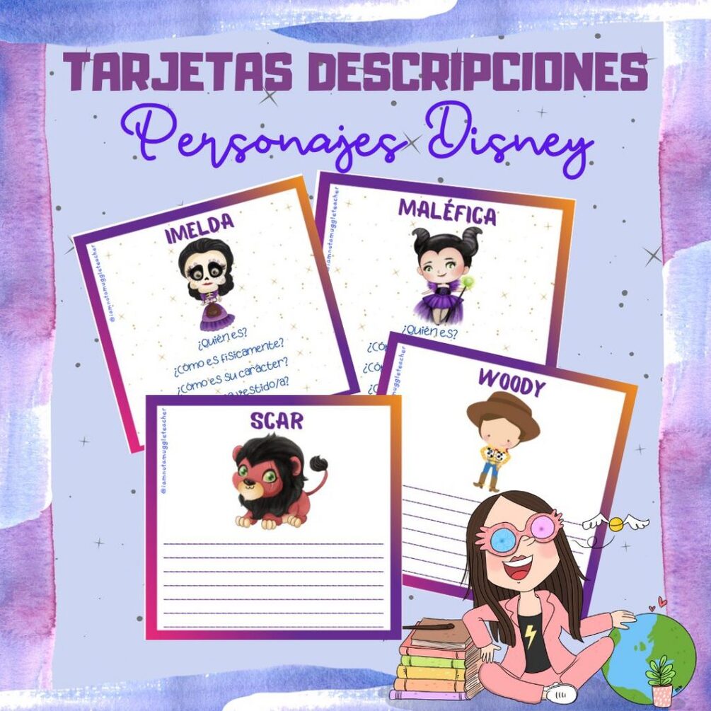 TARJETAS DESCRIPCIONES PERSONAJES DISNEY