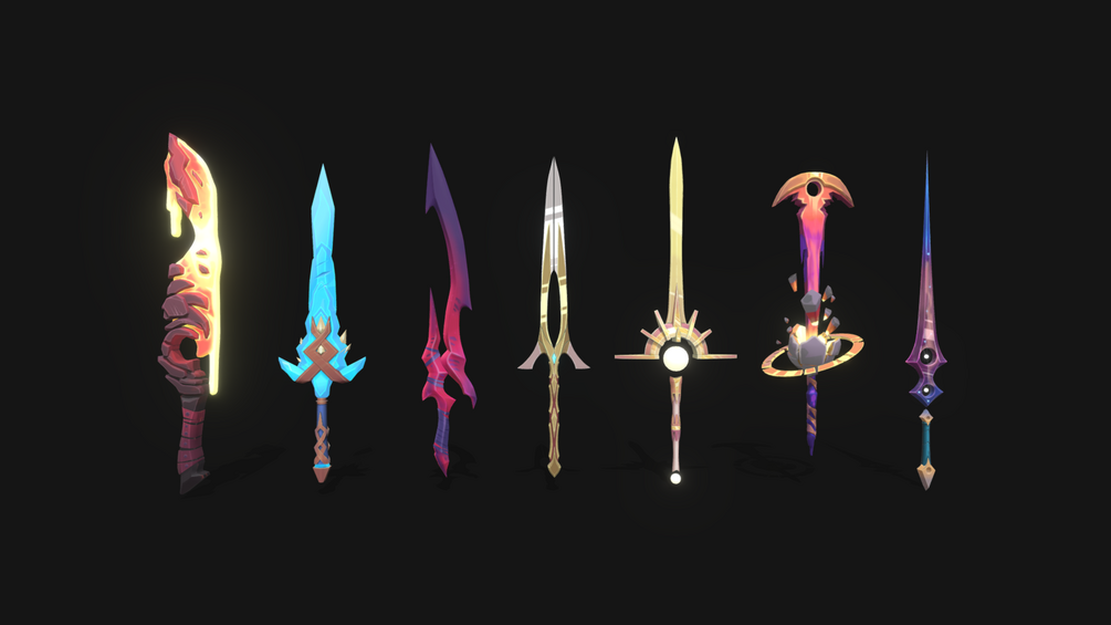 (FREE PRODUCT) Stylized Elemental Swords Pack 3D Model