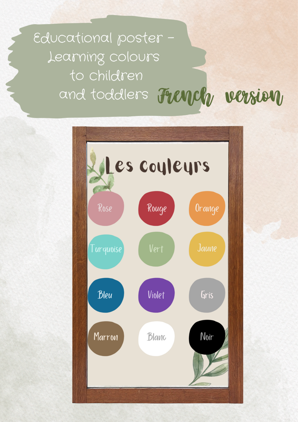 Educational poster - Learning colours to children and toddlers French