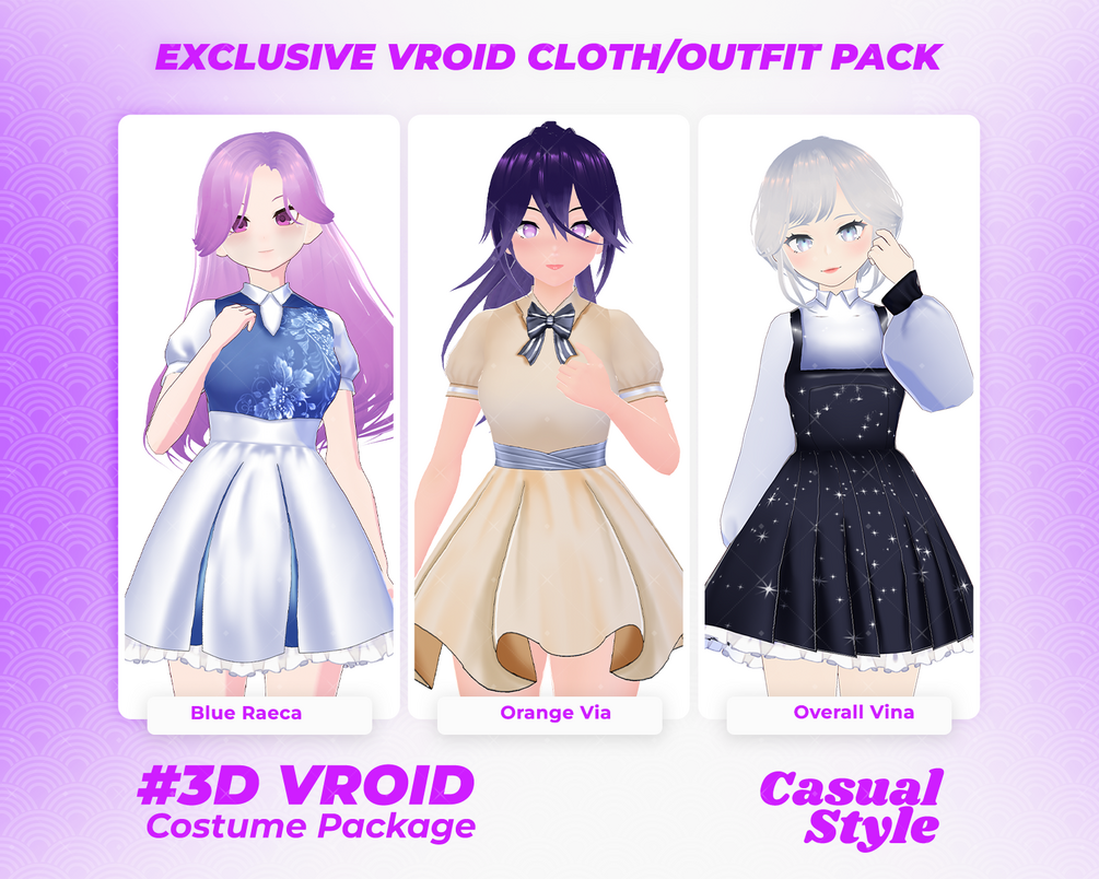 VRoid Clothing Pack | Trendy VRoid Modern Outfits for 3D VRoid Models ...