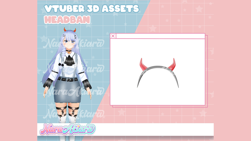 3D Vtuber Assets Headband V12 Vroid Commission, 3D assets ready to use vtuber stream