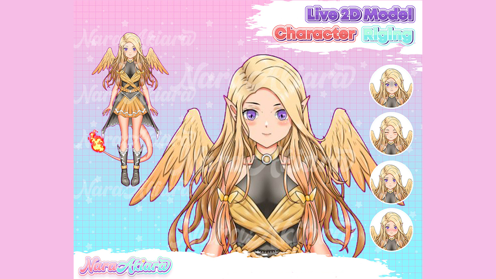 Vtuber Model and Rigging Anime Girl Golden Dragon Premade, Live2d ready ...