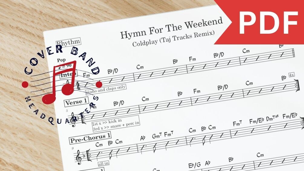 Coldplay - Hymn For The Weekend - Chord Chart