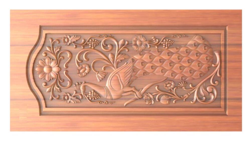 CNC Carving Peacock Door Design - ArtCAM File