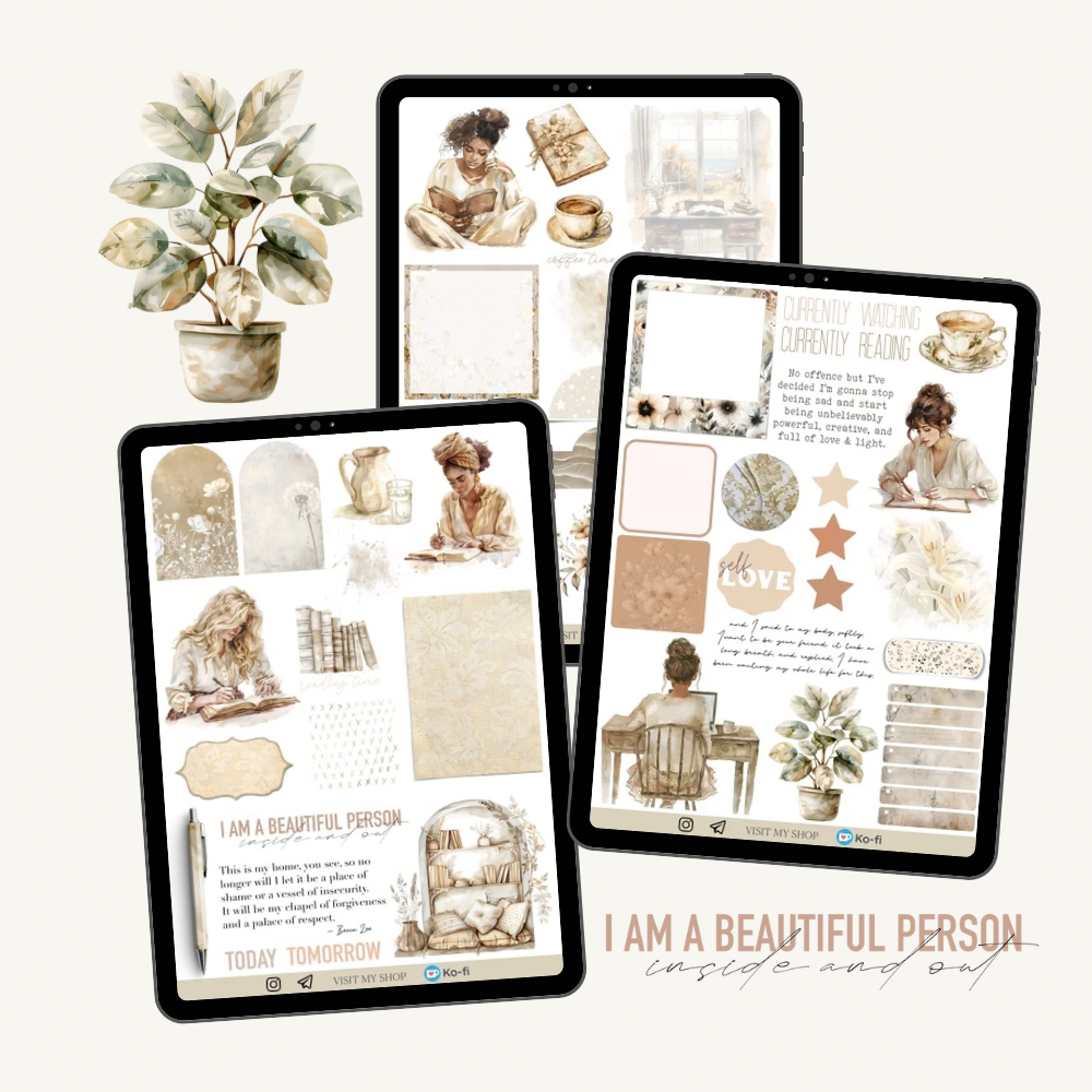 Me Time stickers, GoodNotes & PNG