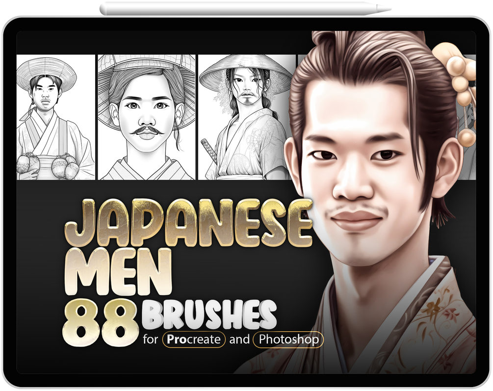 88 Japanese Men Brushes Collection for Procreate and Photoshop